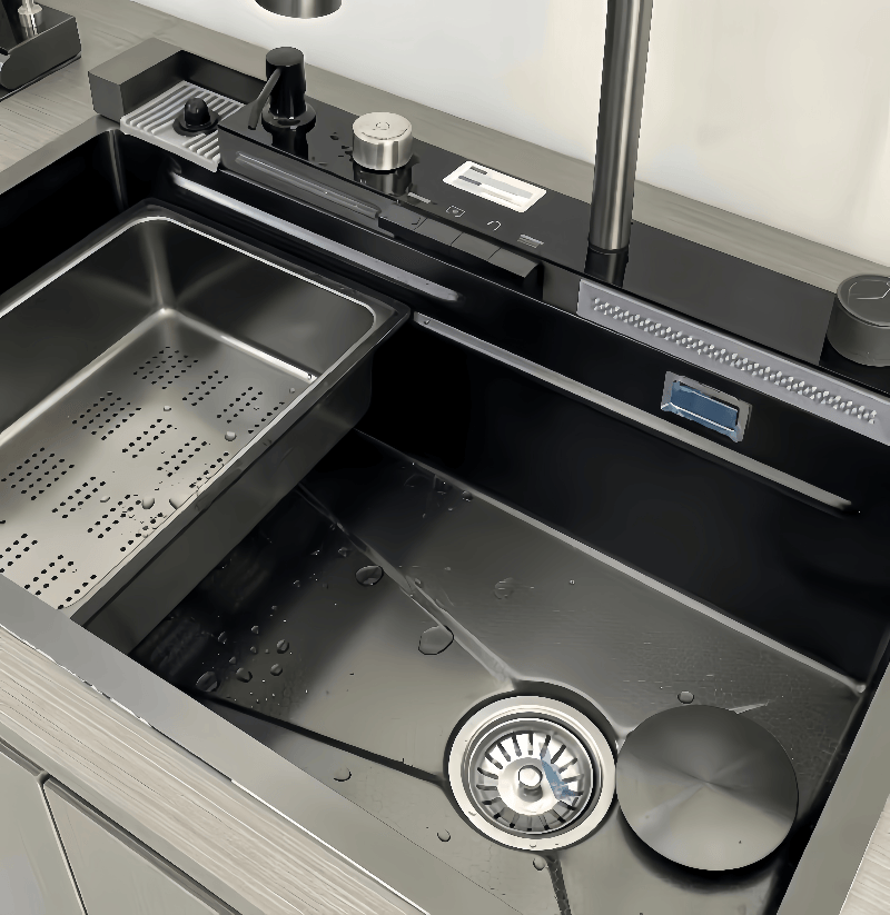 Modern Smart Black Lababo Kitchen Sink Stainless Set With Faucet 304 ...