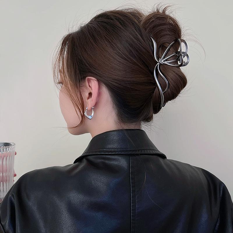 Metal Bow Hair Clip for Women - High-End Simple Shark Clips, Stylish ...