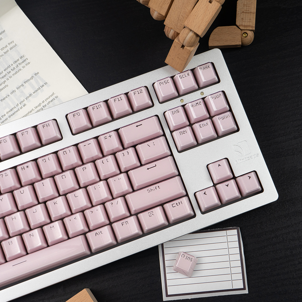 Crystal White Pink Jelly Keycaps OEM profile 104 Keys ABS Double shot ...