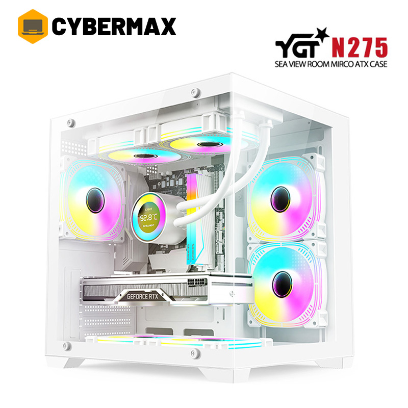 YGT White Pc Case Gaming Computer Case With Tempered Glass Micro/ITX ...
