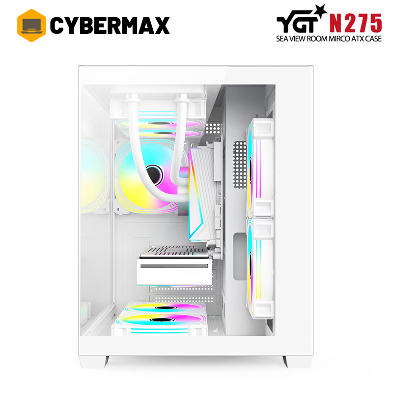 YGT White Pc Case Gaming Computer Case With Tempered Glass Micro/ITX ...