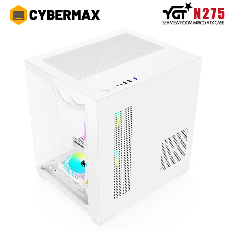 YGT White Pc Case Gaming Computer Case With Tempered Glass Micro/ITX ...