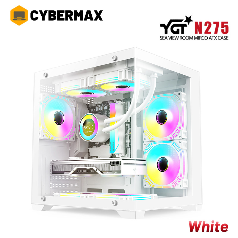 YGT White Pc Case Gaming Computer Case With Tempered Glass Micro/ITX ...
