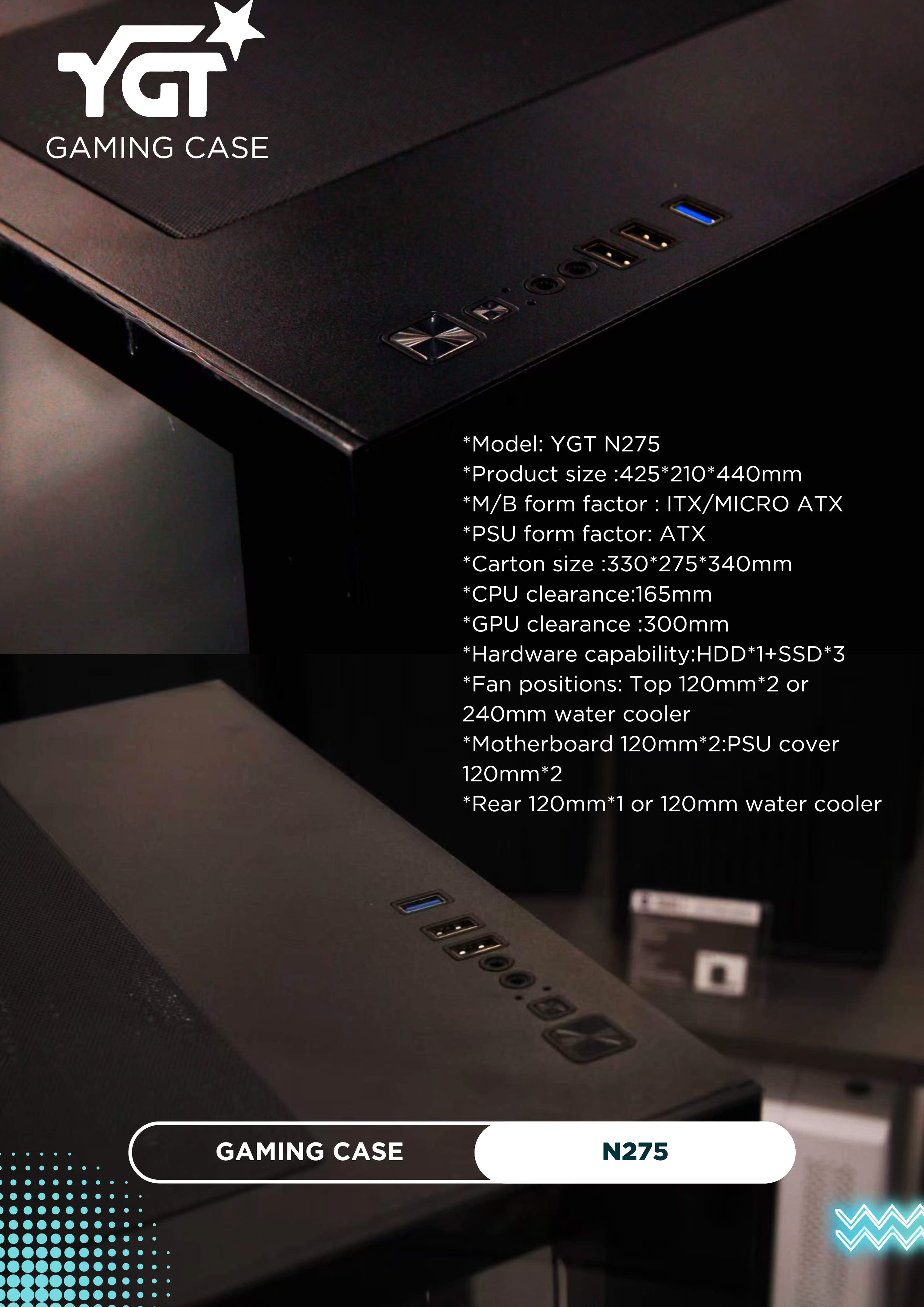 YGT N275 Micro ATX Gaming Pc Case With Tempered Glass Black Desktop ...