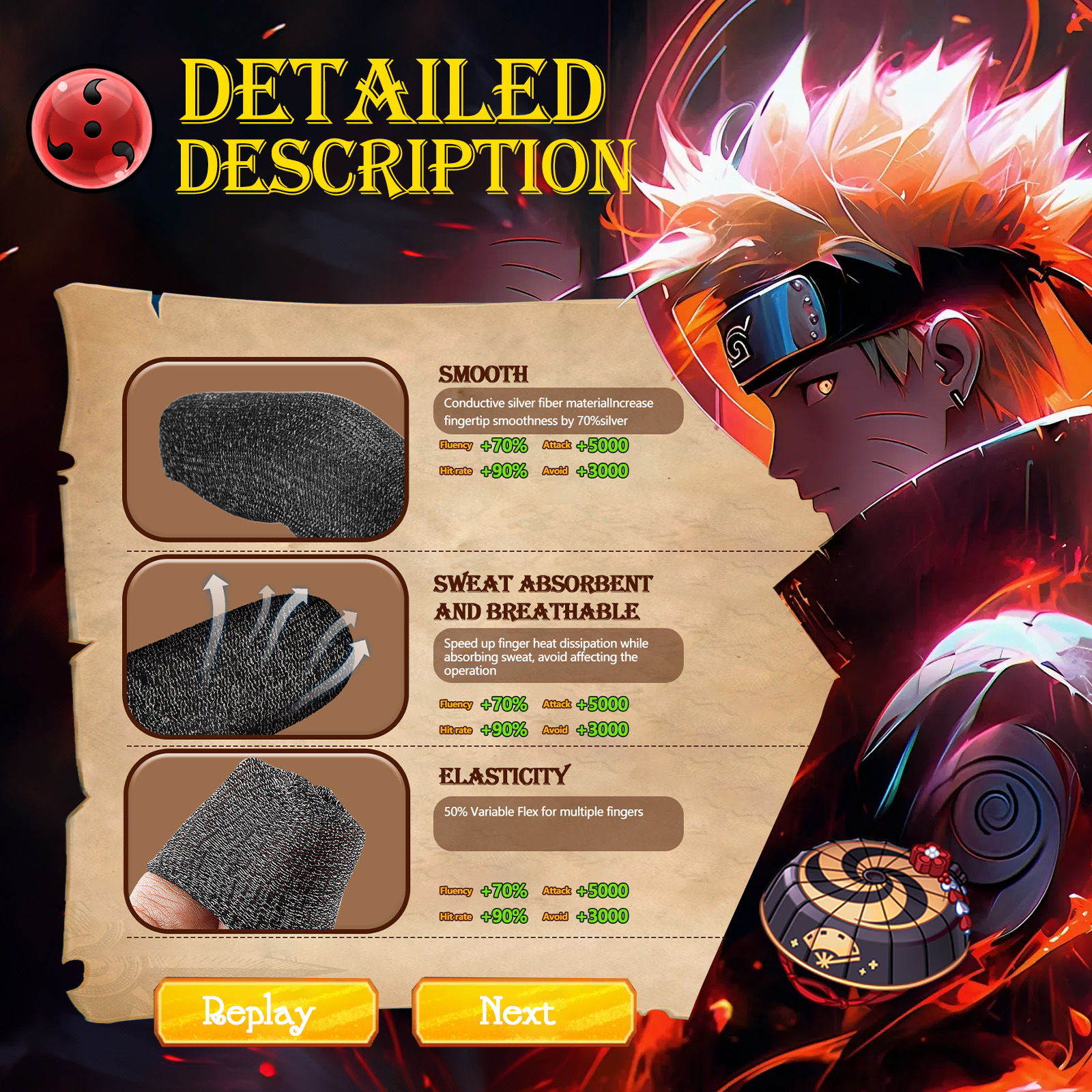 Zkronsky Naruto original Gaming Finger Sleeves for mobile game Sasuke ...