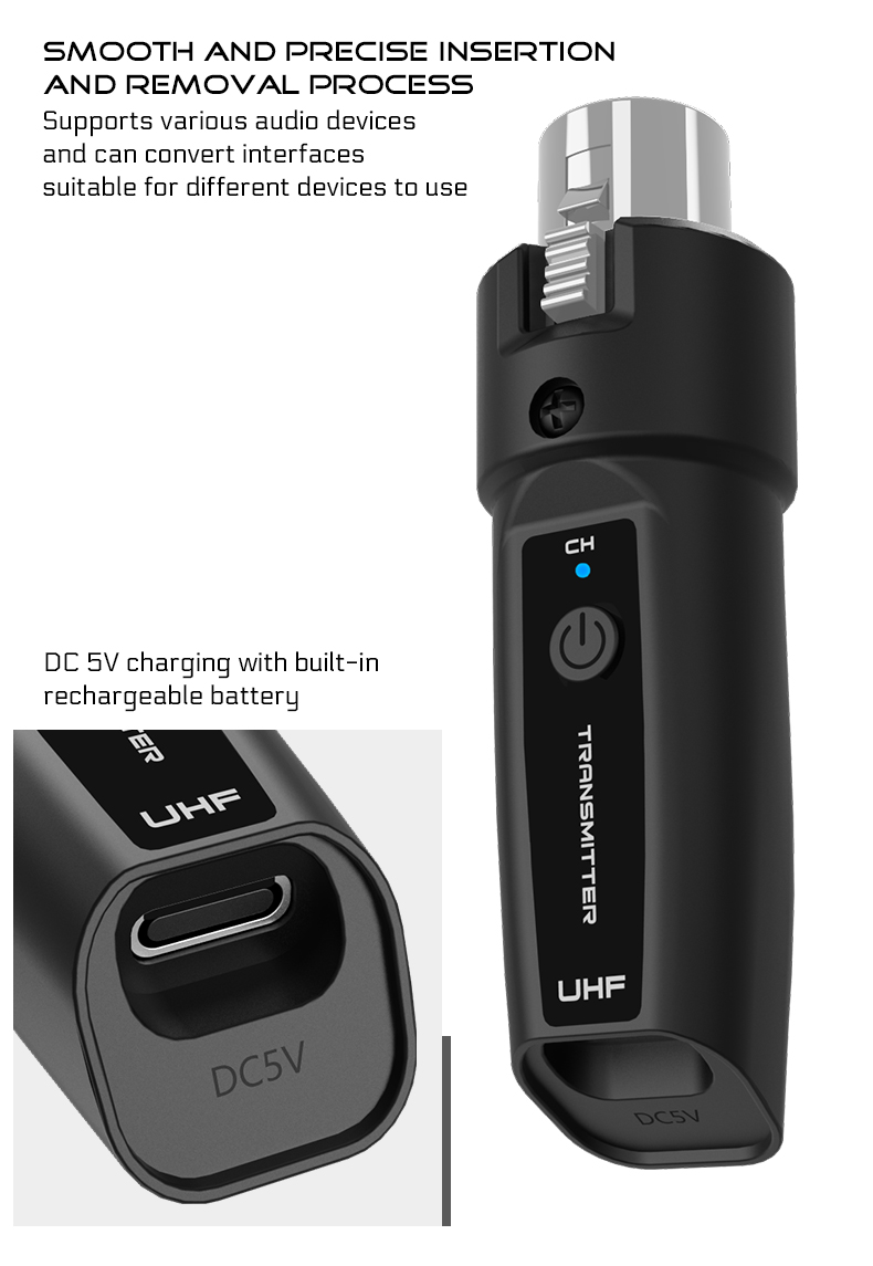 K1 2.4Ghz Wireless Microphone System XLR Transmitter Receiver for Dynamic Mic Mixer PA System ...