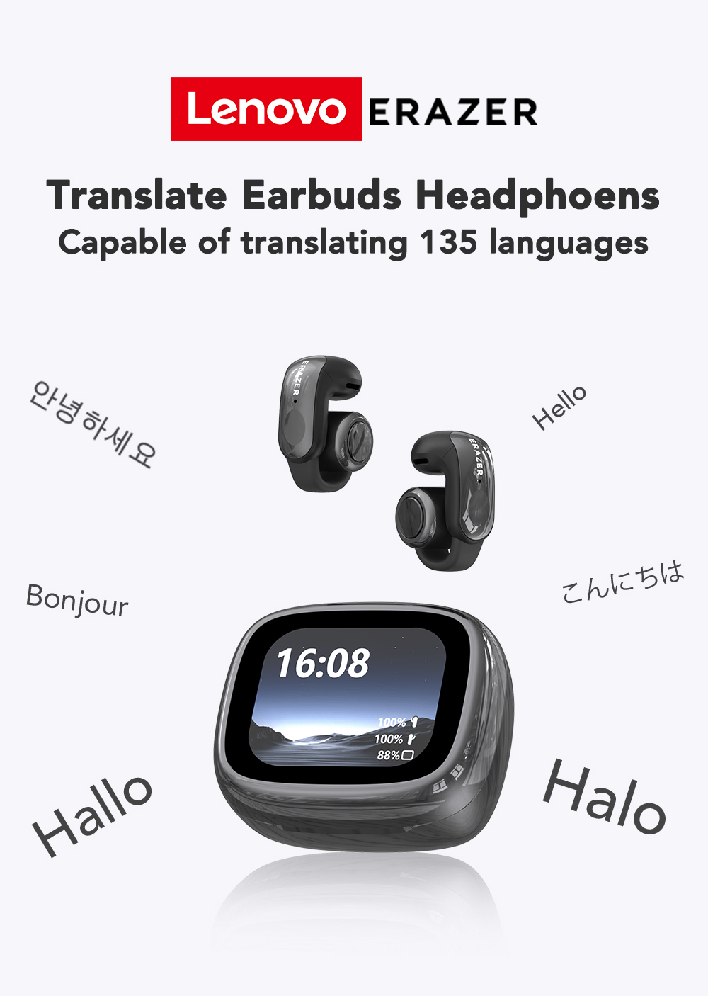 Lenovo ERAZER XF28 Al Smart Real-Time Translation Noise-Cancelling ...
