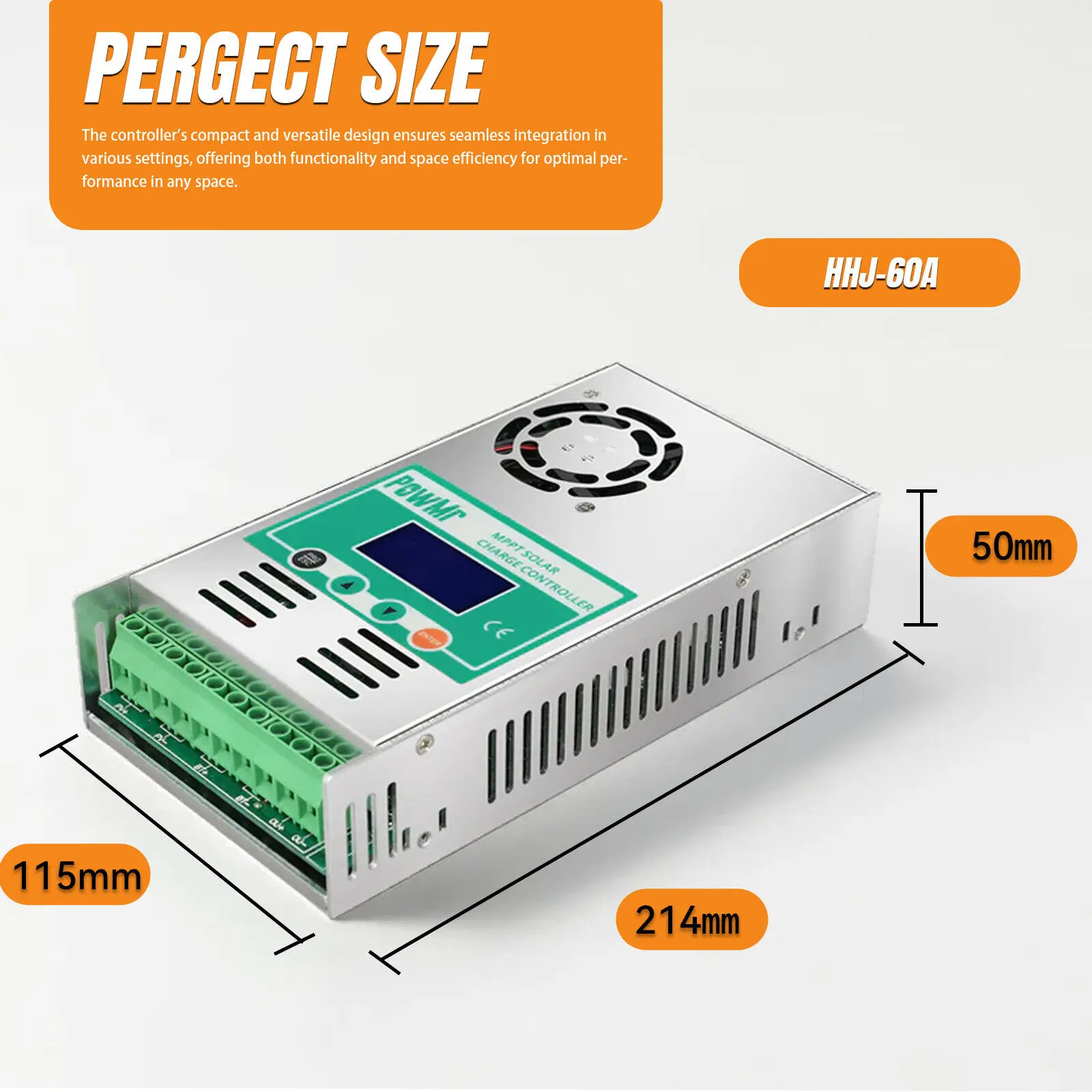 【Auto Detect Fan Cooling】PowMr MPPT 60A Solar Charge Controller 12V/24V/36V/48V Auto ...