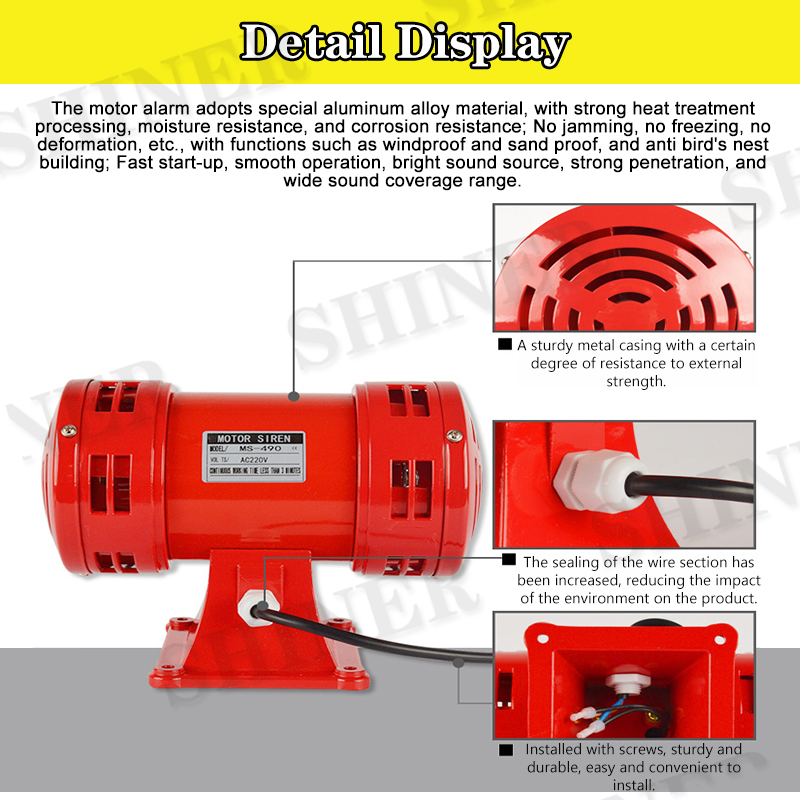 AC220V Industry Security Electric Motor Driven Siren MS-490 Continuous ...