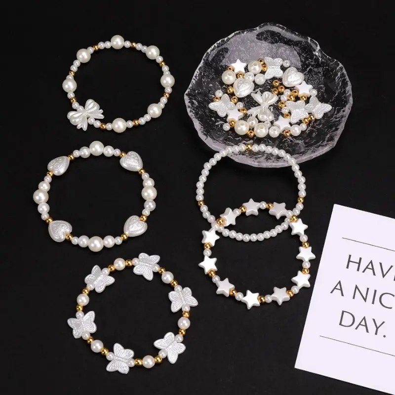 Aesthetic Ocean Pearl Beads Kit Beads Bracelet Set Bracelet Making Kit ...
