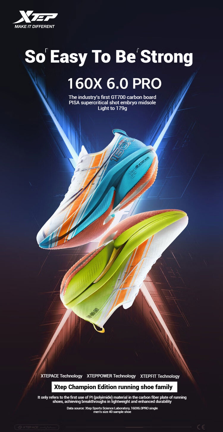 XTEP 160X6.0PRO Champion Running Shoes Marathon Racing Gold Carbon Plate Sports Training Shoes ...