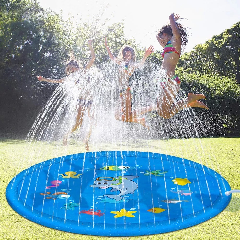 New 1.7M children's water spray play mat round inflatable water spray ...