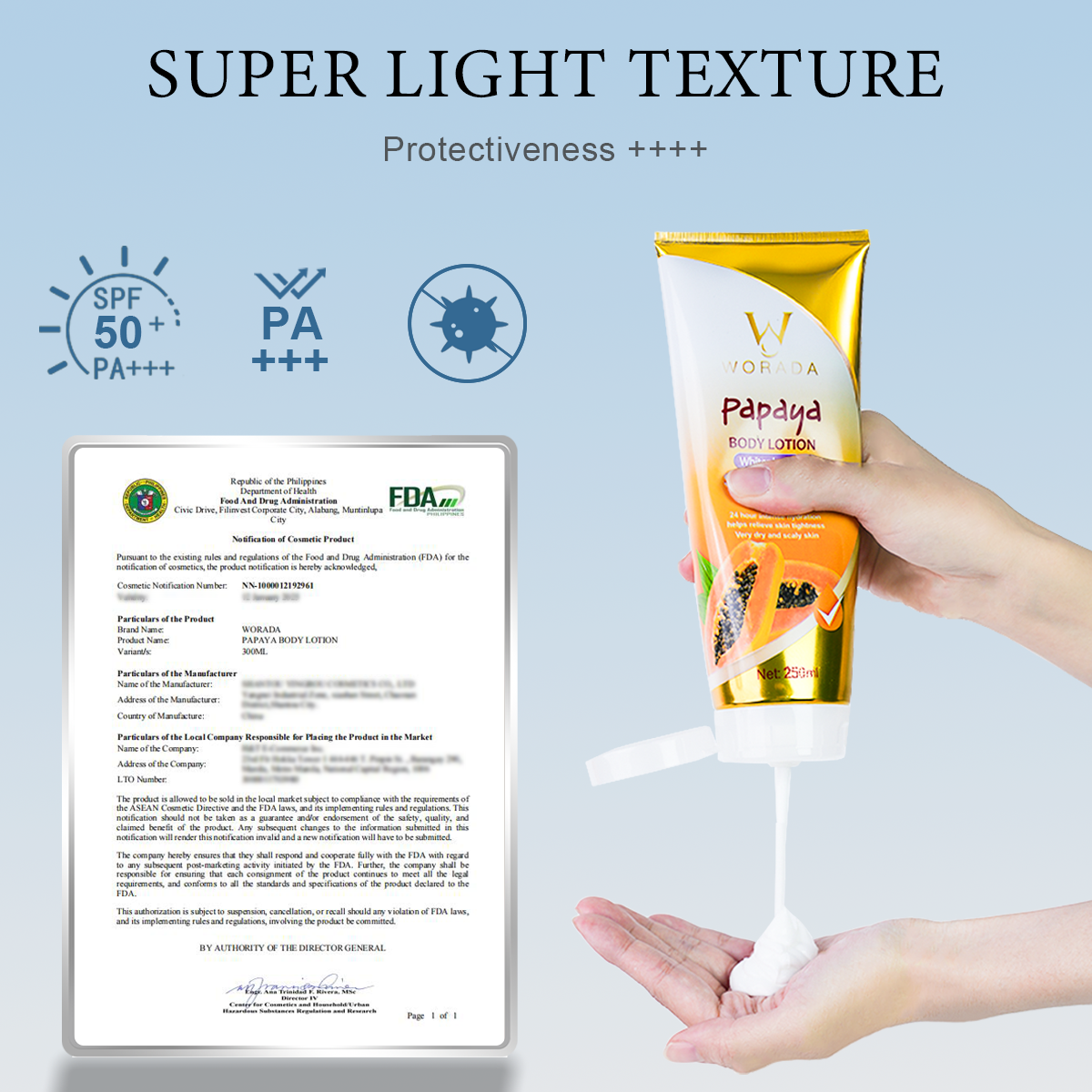 Buy1Take1 WORADA SPA50 Body Lotion Glutathione Whitening Lotion Papaya ...