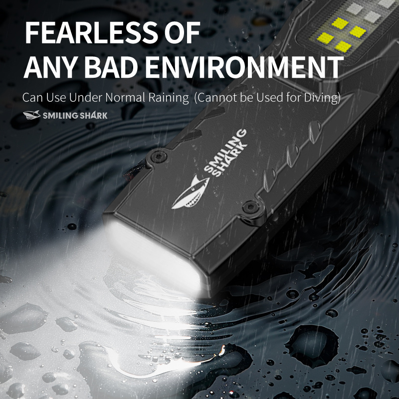 SMILING SHARK SD5308 LED Flashlight 9Mode With COB Work Light Type-c ...