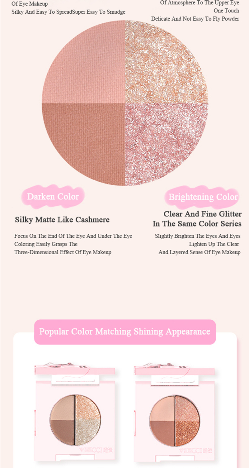 VEECCI Eyeshadow Palette 4 Colors Matte Shimmer Multipurpose Portable ...
