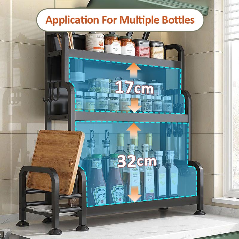 LivinEase 2/3 Tiers Kitchen Spice Rack Condiment Rack Kitchen Organizer ...