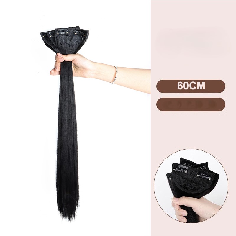 3-Piece 60CM Straight Clip-In Hair Extensions - Synthetic Hair For ...