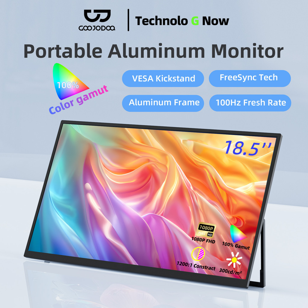 GOOJODOQ 18.5 inch Monitor for Laptop 1080P Vivid Image Portable Stand ...