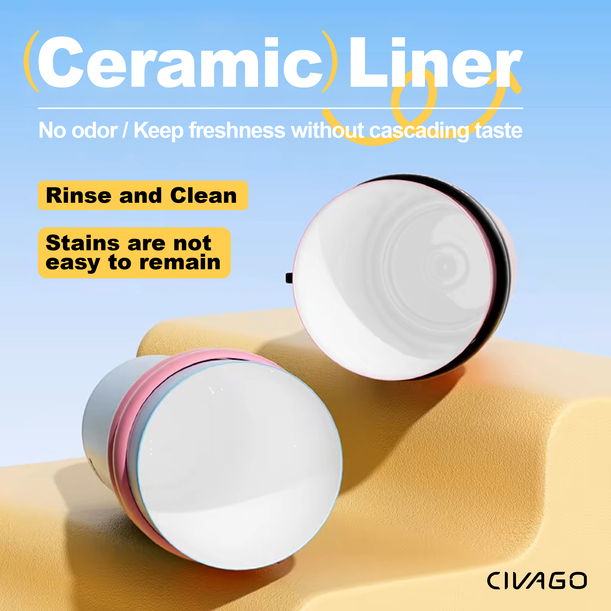 （Pre order）CIVAGO（26oz）Ceramic liner Stainless Steel Coffee Mug With ...