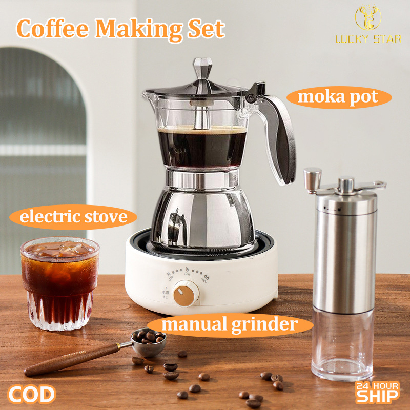 Moka Pot Expresso Maker Brewed Coffee Makers Electric Ceramic Stove ...