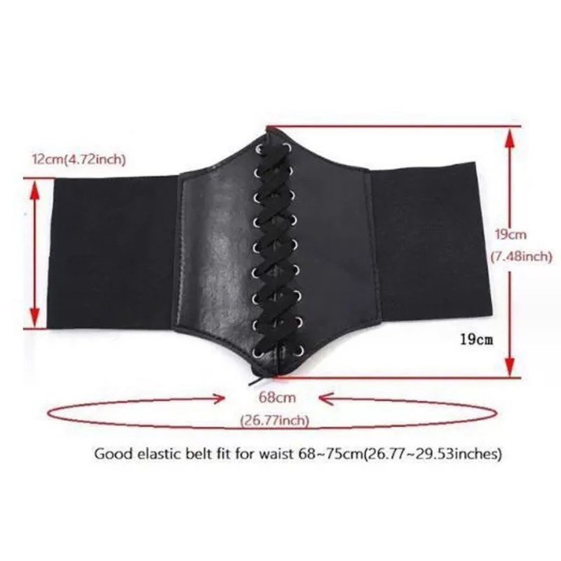[COOLLADY] Women Sexy Leather Elastic Wide Band Waist Belt Waspie ...