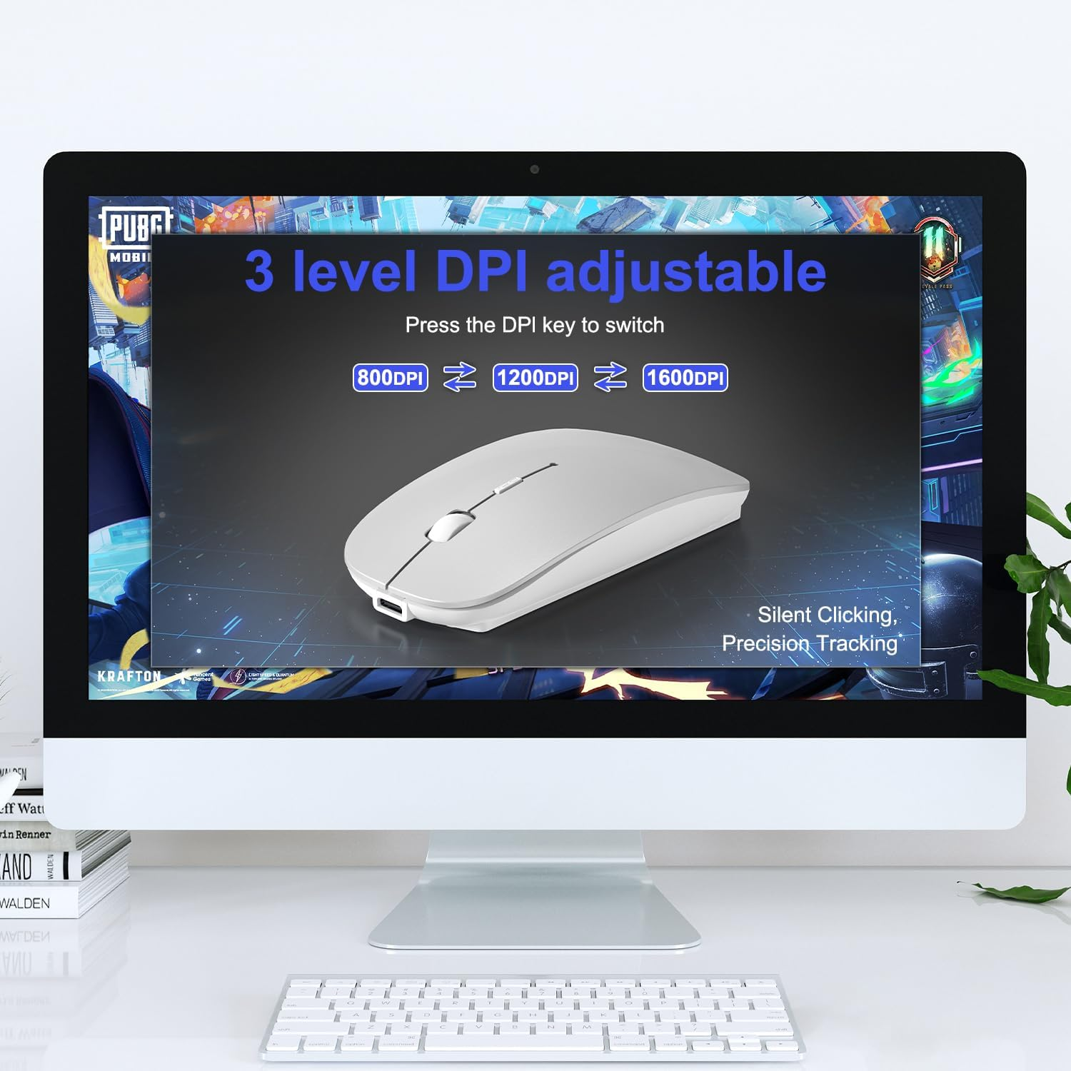 Wireless Mouse Bluetooth 2.4G 3 DPI Modes Silent for PC Laptop Macbook ...