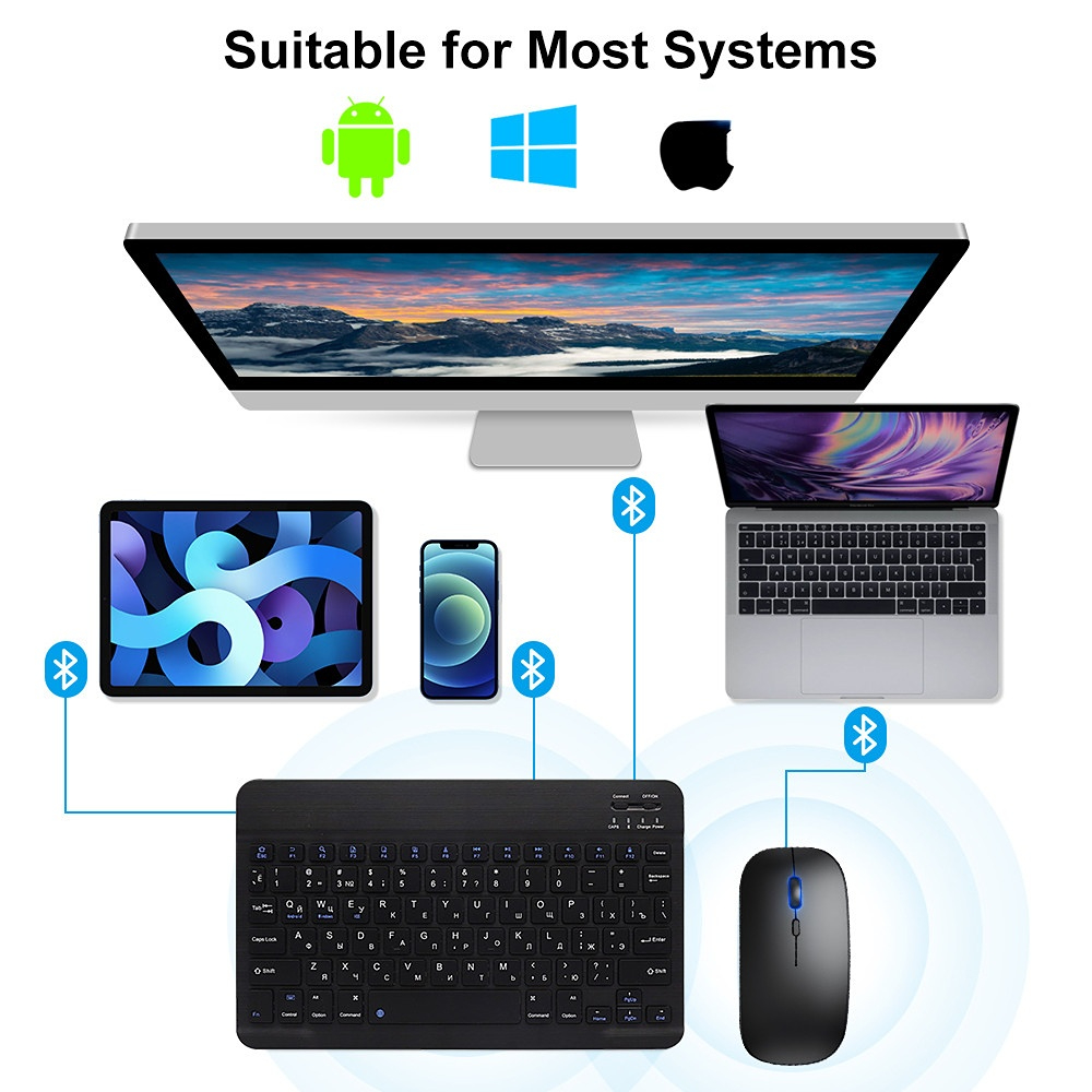 Portable Keyboard and Mini Bluetooth Mouse Setup for iPad Air Mini Pro ...