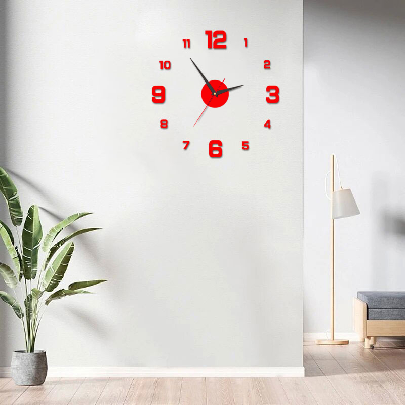 Creative Frameless DIY Wall Clock Wall Decal Silent Home Living Room ...