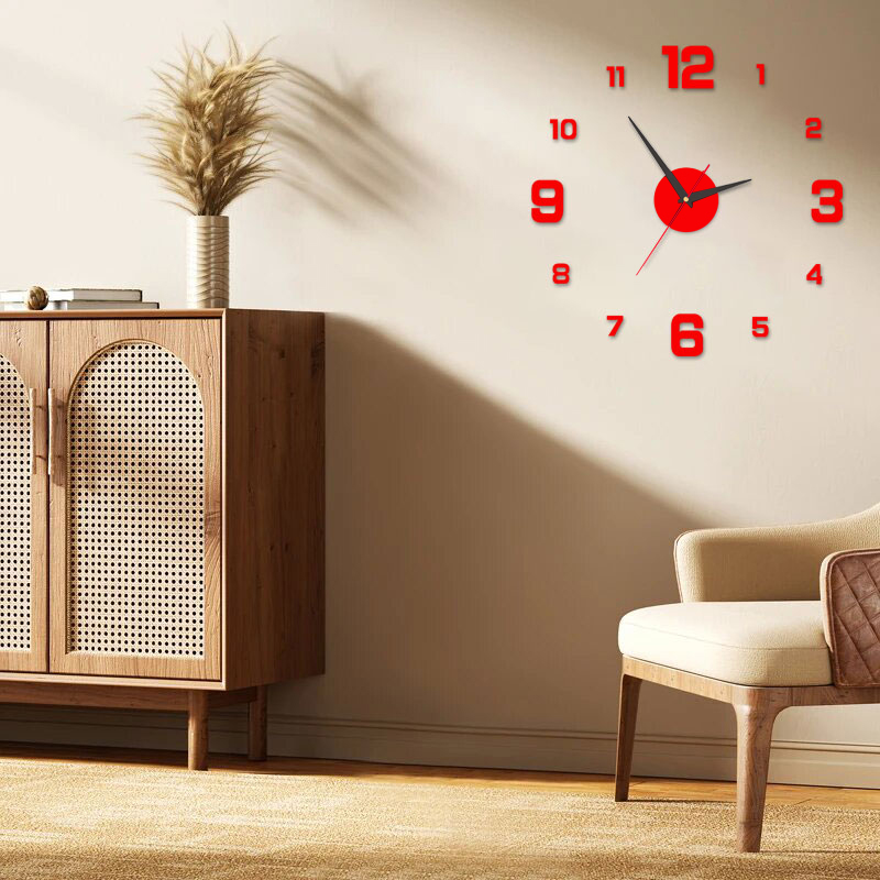 Creative Frameless DIY Wall Clock Wall Decal Silent Home Living Room ...