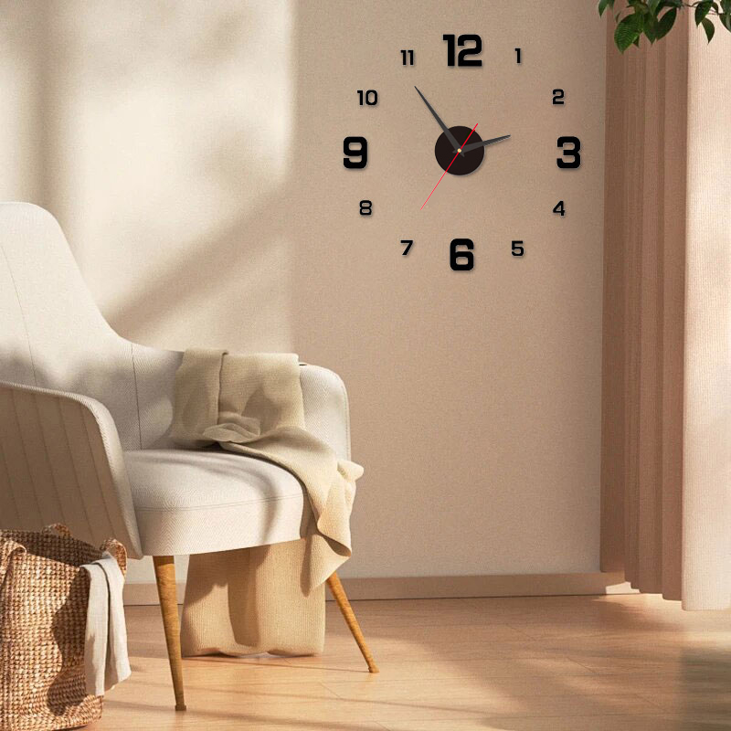 Creative Frameless DIY Wall Clock Wall Decal Silent Home Living Room ...