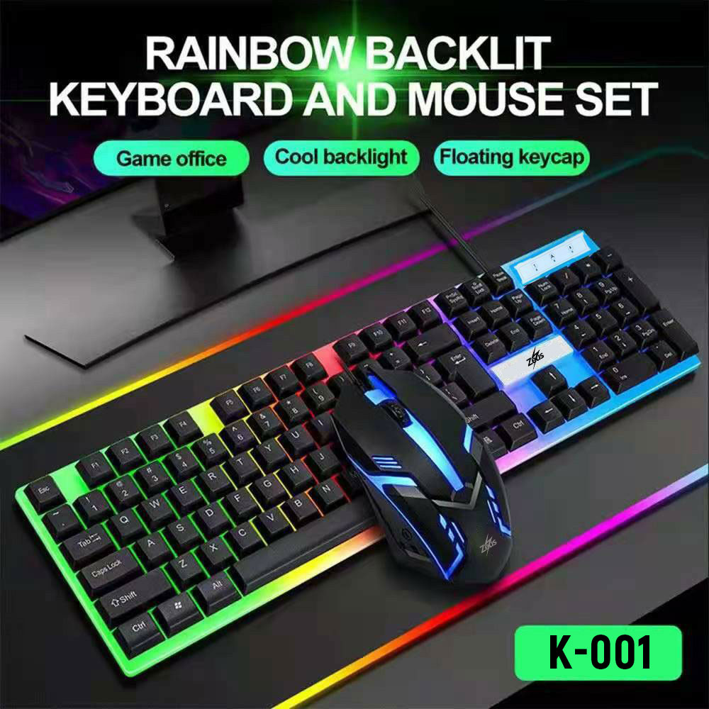 Zeus K001 Black 104-Key RGB Lighting Backlit Wired Gaming Keyboard and ...