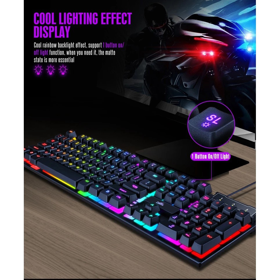 Zeus K001 Black 104-Key RGB Lighting Backlit Wired Gaming Keyboard and ...