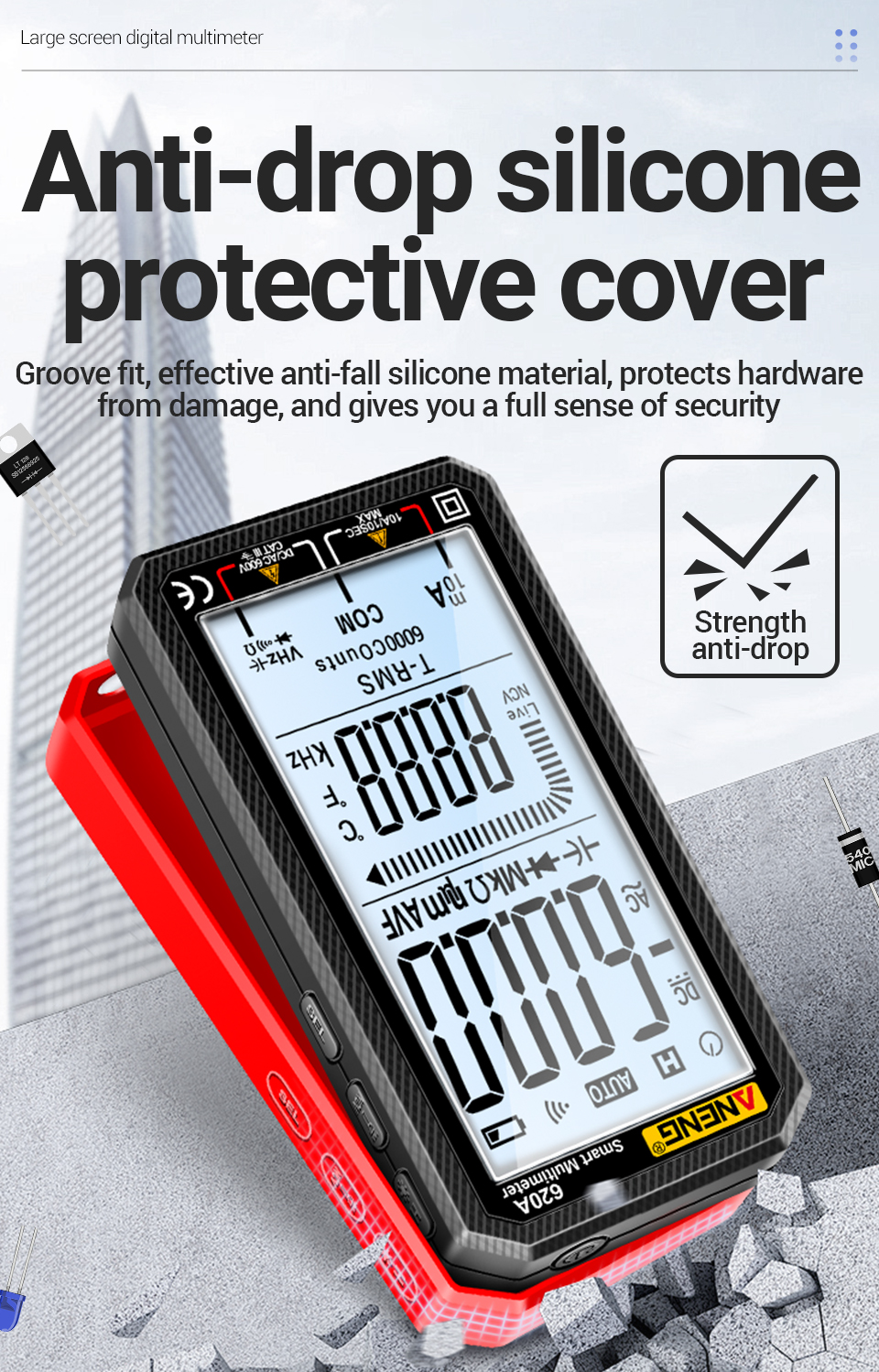ANENG 620A Digital Multimeter - 6000 Counts True RMS with Drop-Proof ...