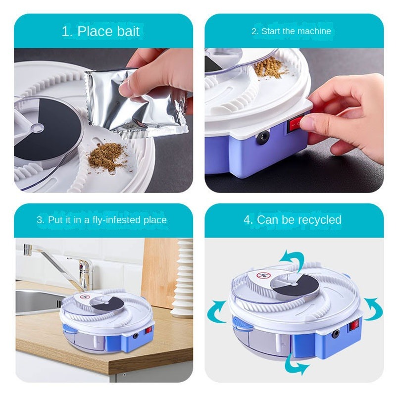 Fully Automatic Fly Catcher - Silent Rotating Trap for Home and Kitchen ...