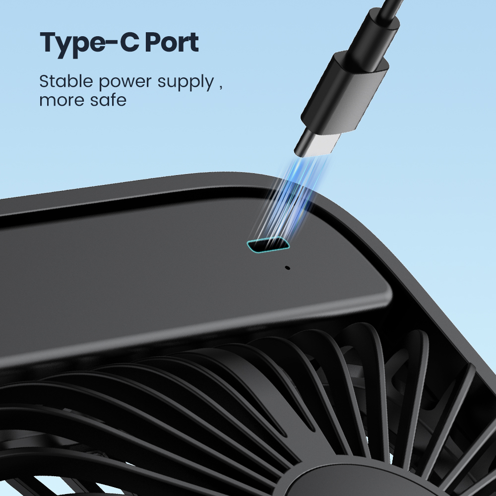 Warmco USB Desk Fan USB C Corded Powered Personal Fan Strong Airflow ...