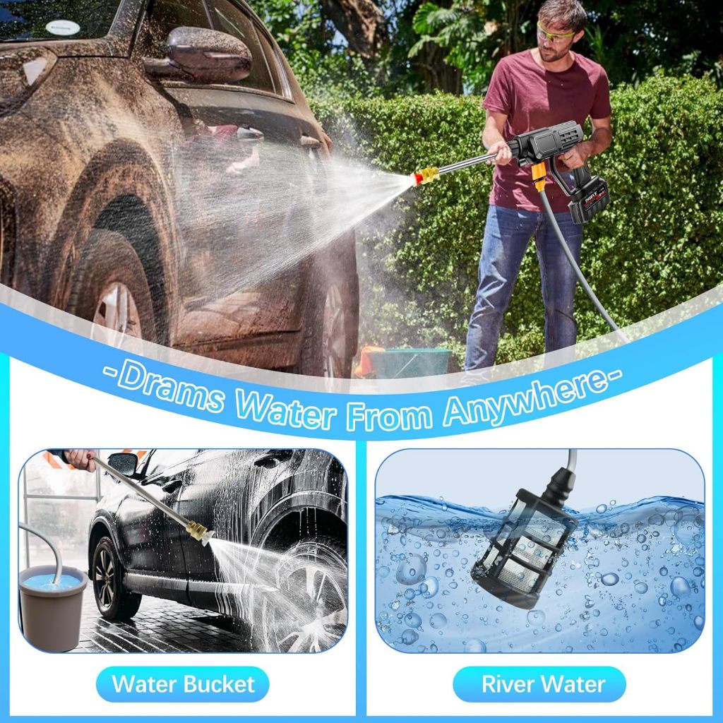 Portable wireless pressure washer for cars, featuring a water gun ...