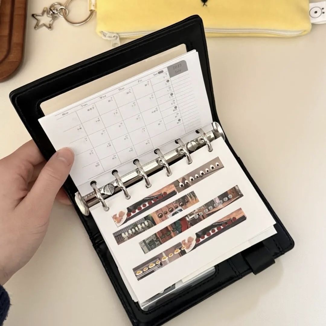 Hollow Window Free Strap A7 Leather Loose-leaf Notebook Handbook ...