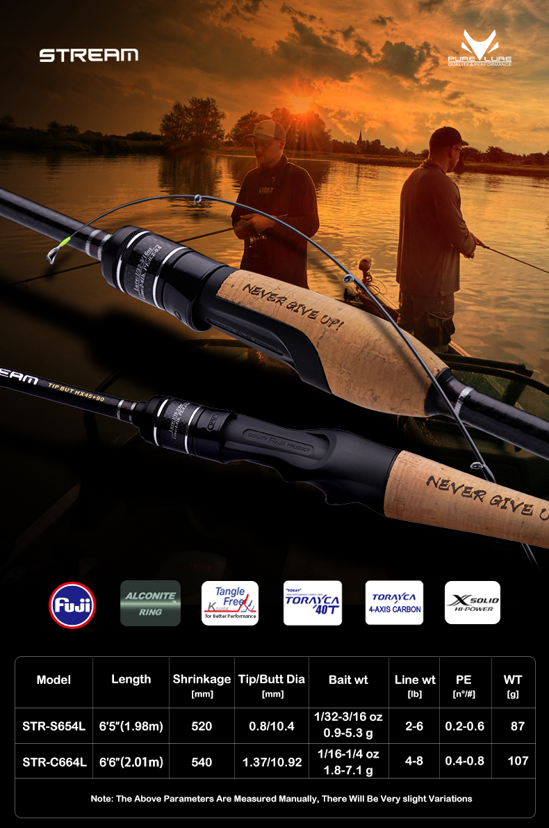 PURELURE STREAM Soft Bait Travel Rod Ultralight 1.98m 2.01m Partner ...