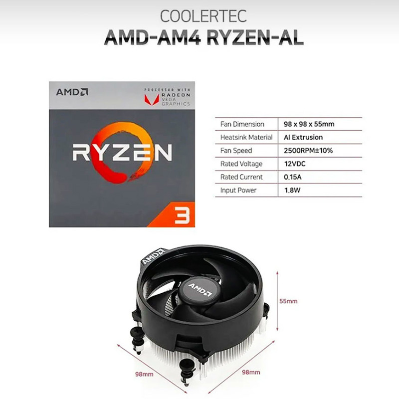 AMD Fan CPU Cooler Aluminum Wraith Stealth Heatsink Fan AM4 Socket For ...