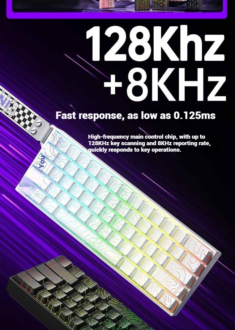 AULA MINI 60HE Three Mode Customized RT0.01 E-sports 8K Game Mechanical ...