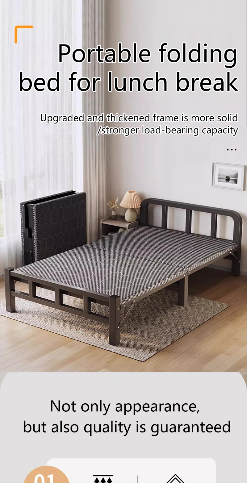 Foldable Bed Double/Single/Queen Adjustable Folding Bed with Cotton ...
