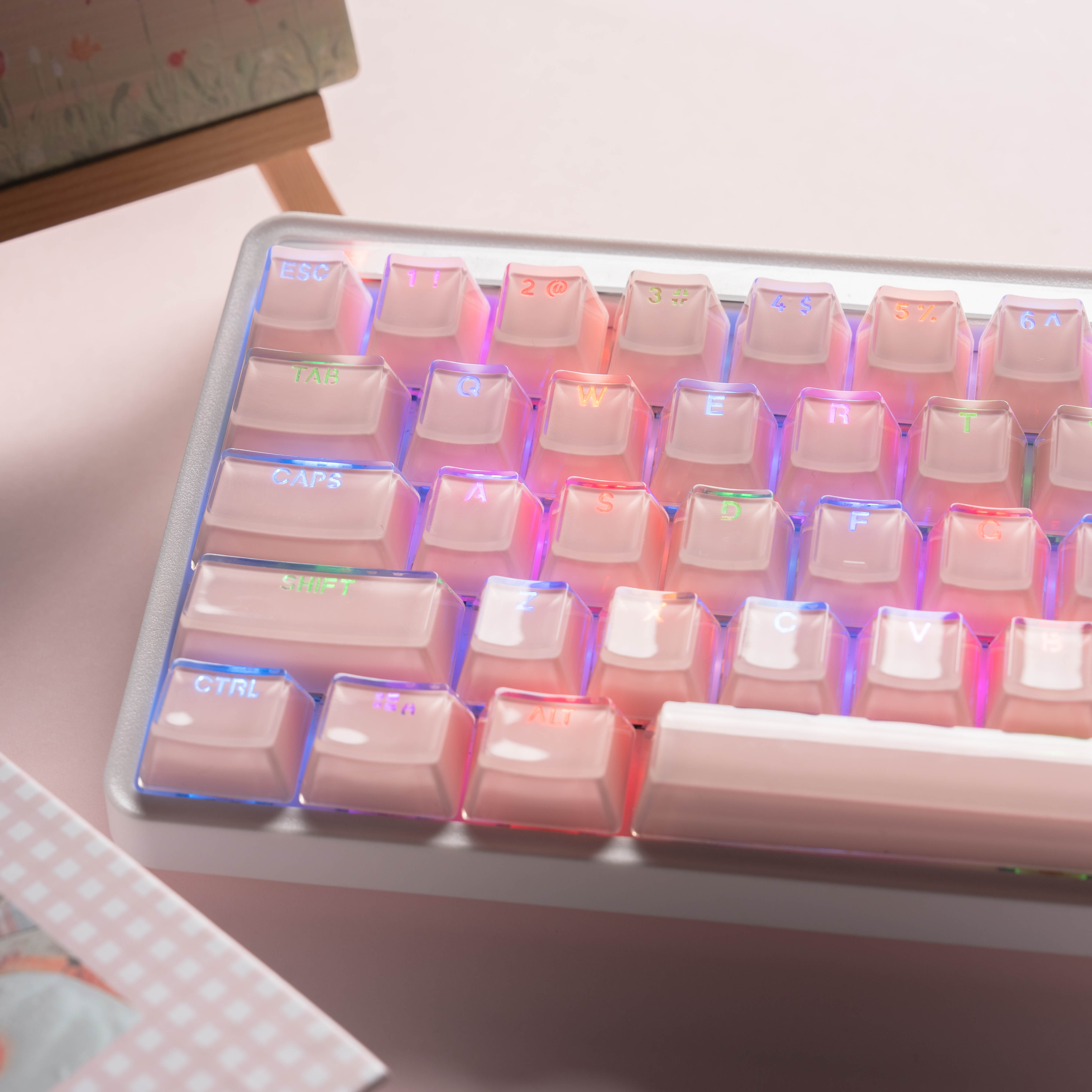 Womier Crystal Jelly Keycaps Pink Custom Translucent Keycaps 118 Keys ...