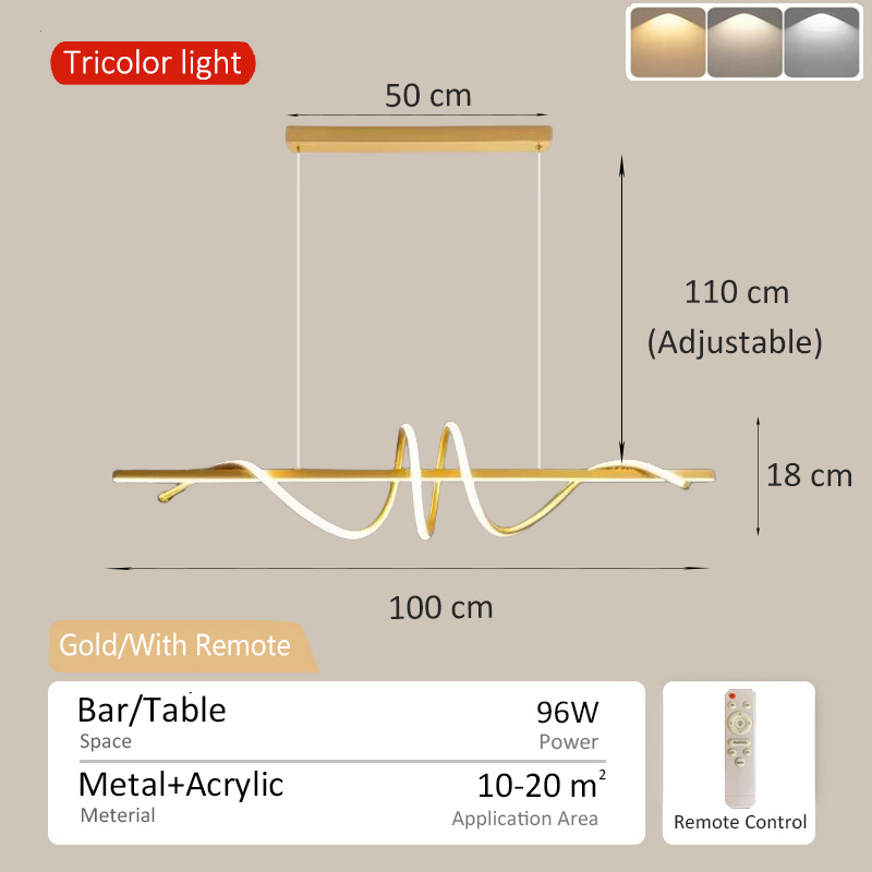 Creative Long Ceiling Light Modern Tri Color Hanging Lights LED Pendant ...