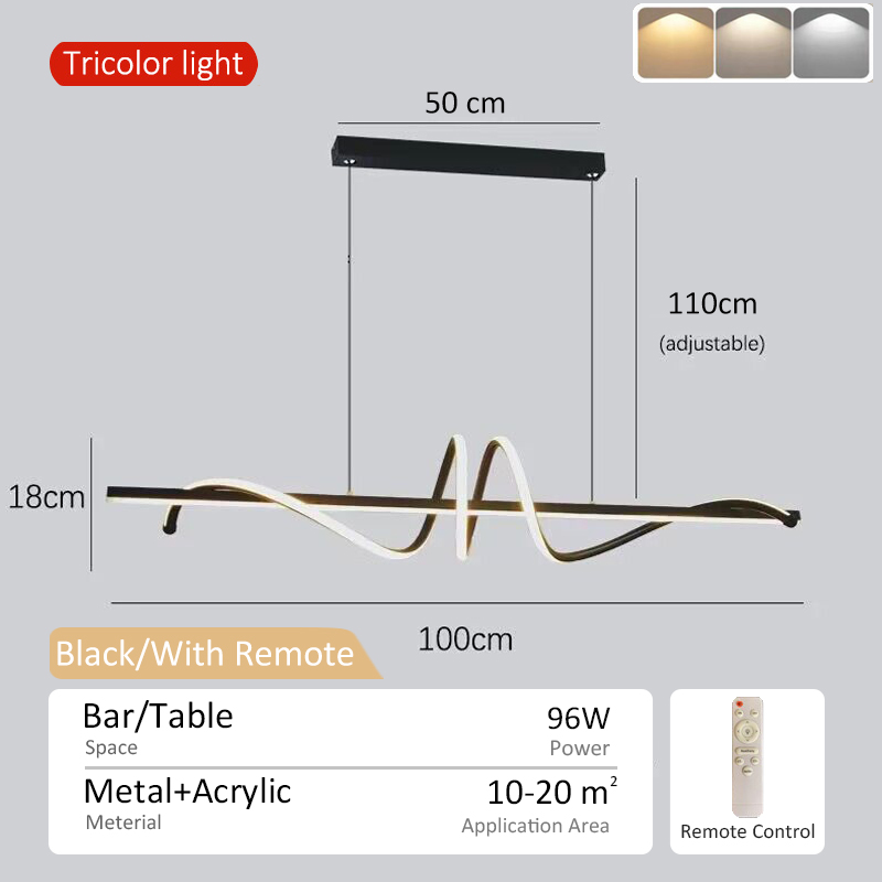 Creative Long Ceiling Light Modern Tri Color Hanging Lights LED Pendant ...