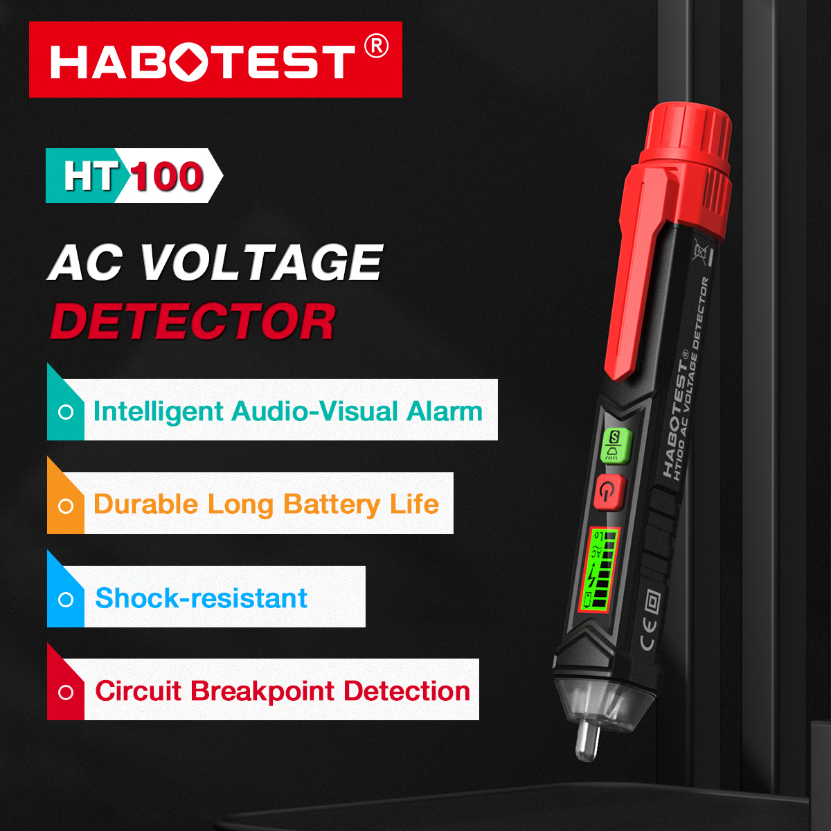 HABOTEST HT90+HT100+HT100P+HT101 AC Voltage Detector Tester Pen 12V ...