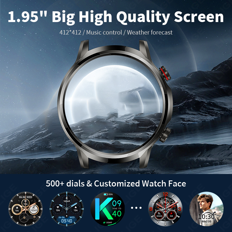 LIGE Smart Watch Men Bluetooth Call 1.95inch Heart Rate Sleep ...