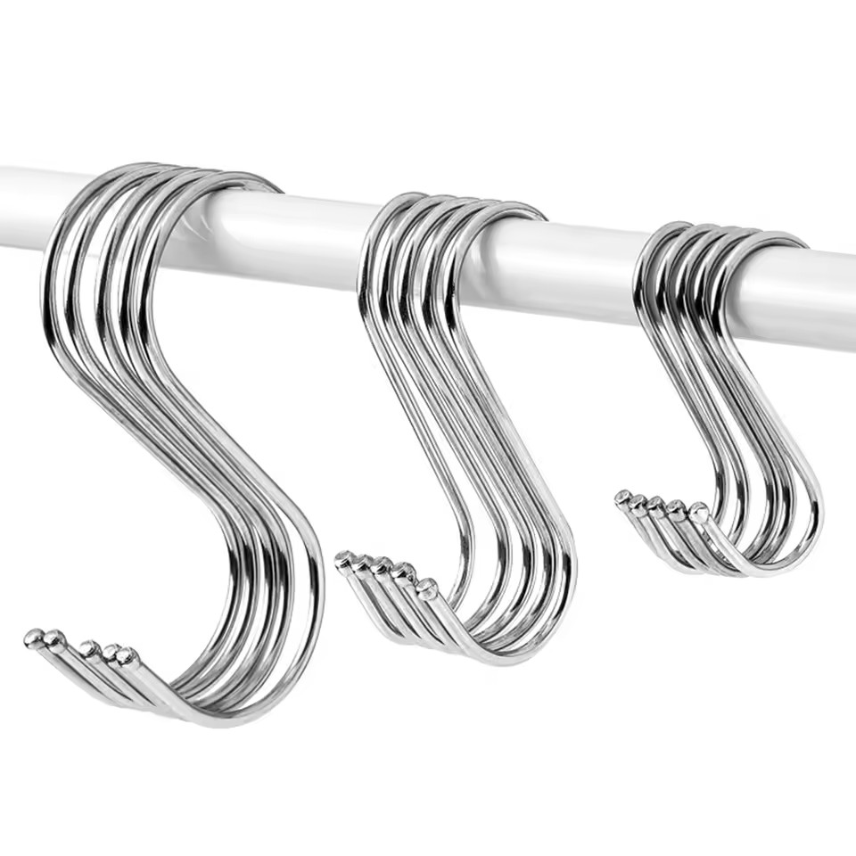 10Pc S-Shape Hook Stainless Steel Clothes Bags Towel Plant Hanging Rack Multi-function Kitchen ...