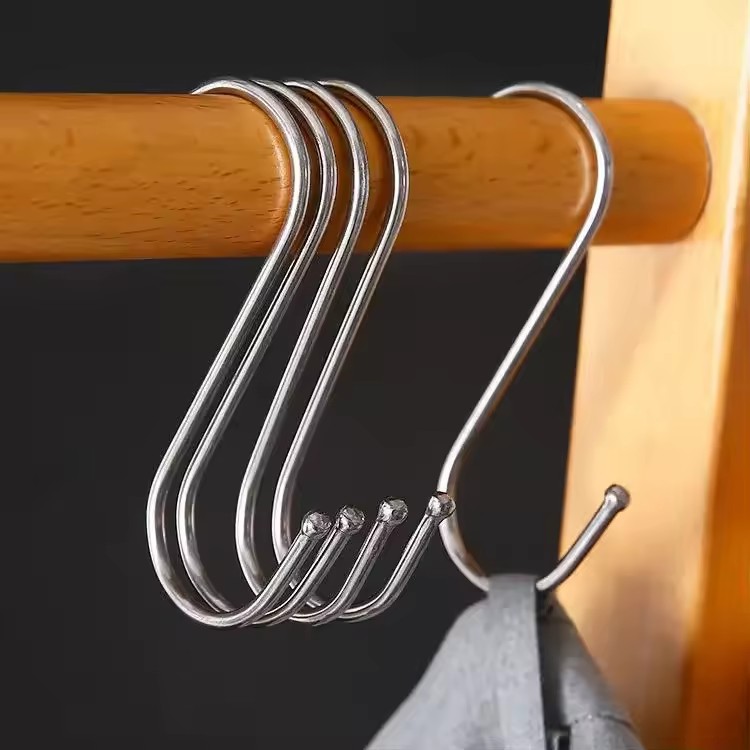 10Pc S-Shape Hook Stainless Steel Clothes Bags Towel Plant Hanging Rack Multi-function Kitchen ...