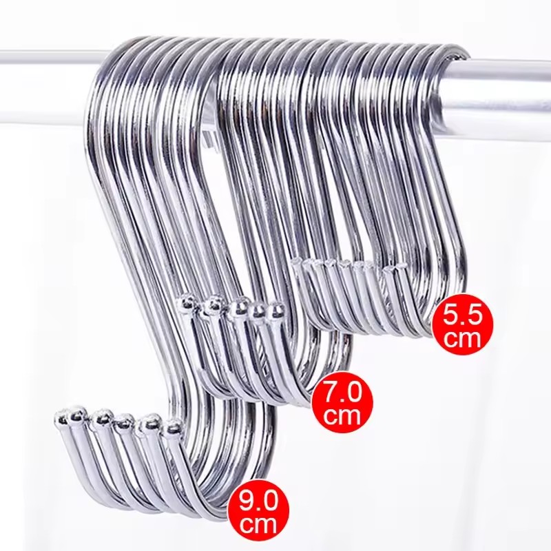 TEN Pc S-Shaped Stainless Steel Hooks – Multi-Purpose Hanging Rack for Garments, Bags, Towels ...