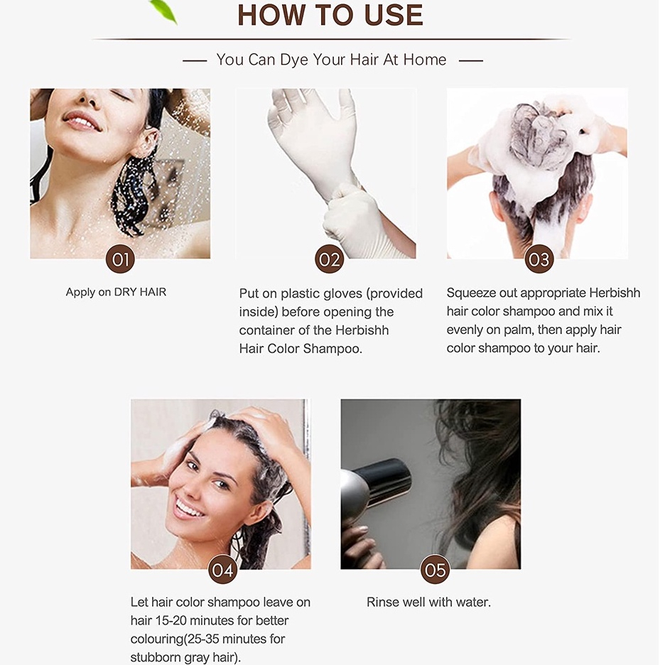 Hair Color Shampoo Herbal Hair Dye Shampoo White Hair into Black Hair ...